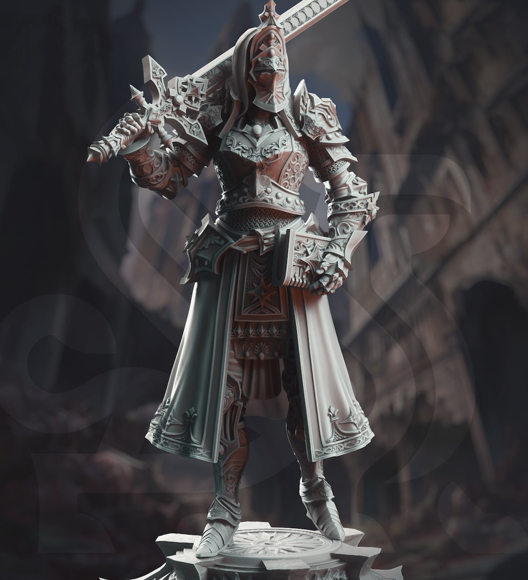 Female Knight // Dark Cleric // War Clergy // Dnd Mini - Etsy