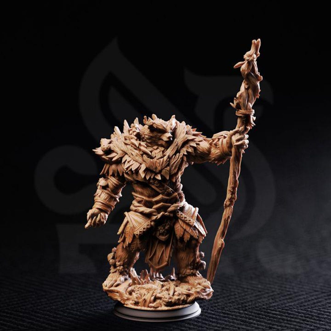 Dnd Werebear Druid Mini - D&D Bearfolk Shaman 32mm - Shapeshifted Bear ...