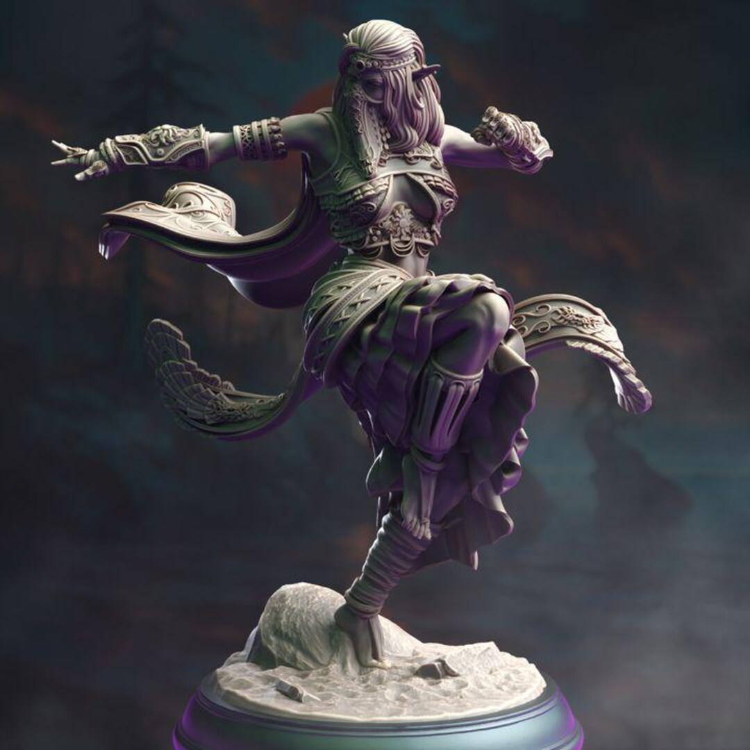 Elven Monk Mini // Desert Elf Warrior // Fighting Dancer // Dnd Mini ...