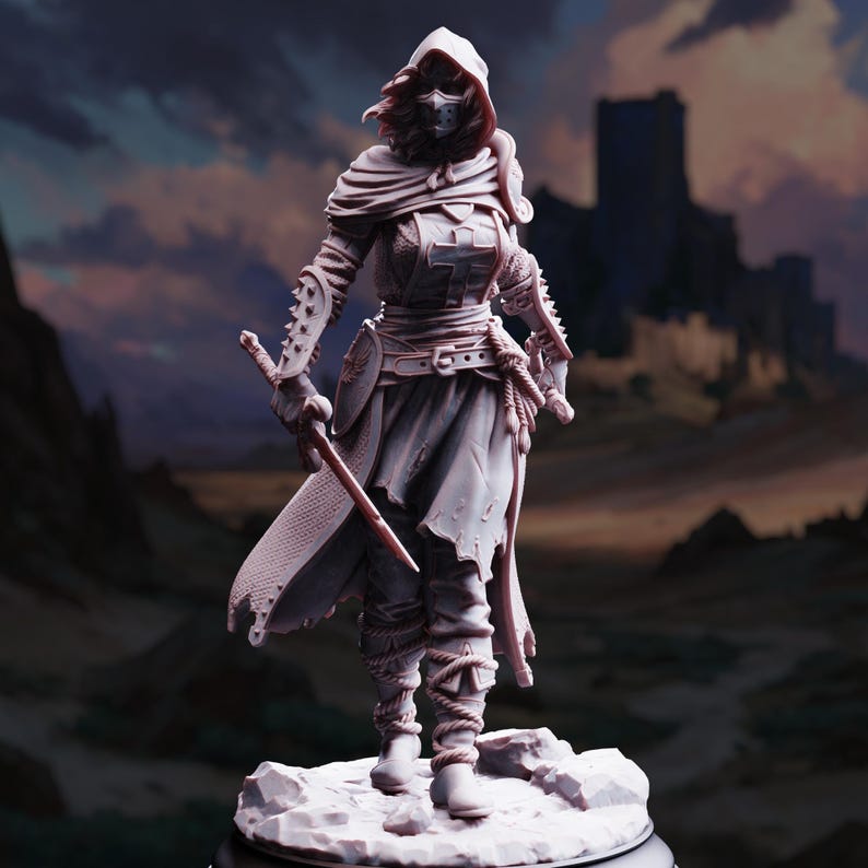 Female Crusader Rogue: 32mm Holy Order Assassin D&D Mini - Etsy