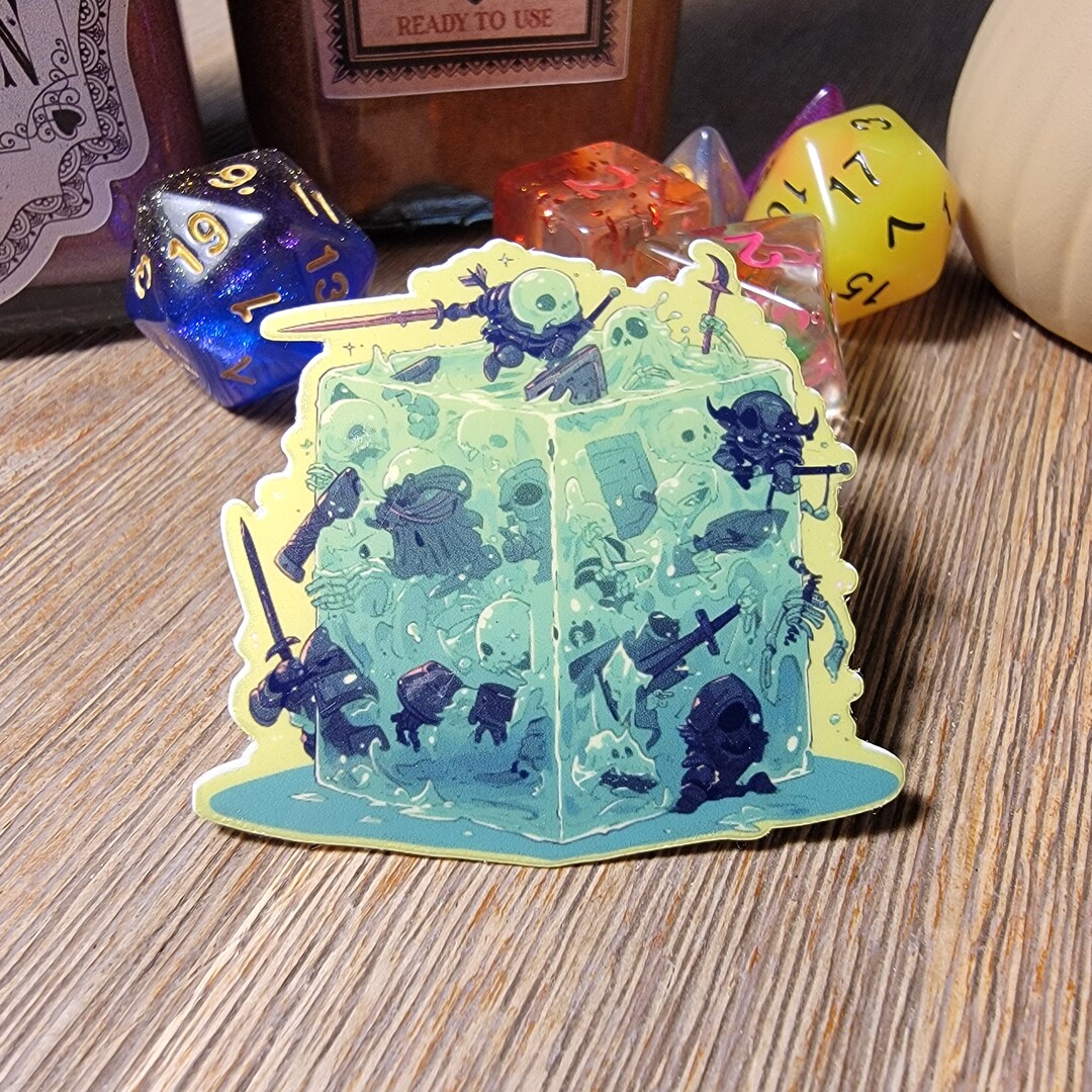Gelatinous Cube Eats Army Dnd Monster Fantasy Sticker for Roleplaying ...