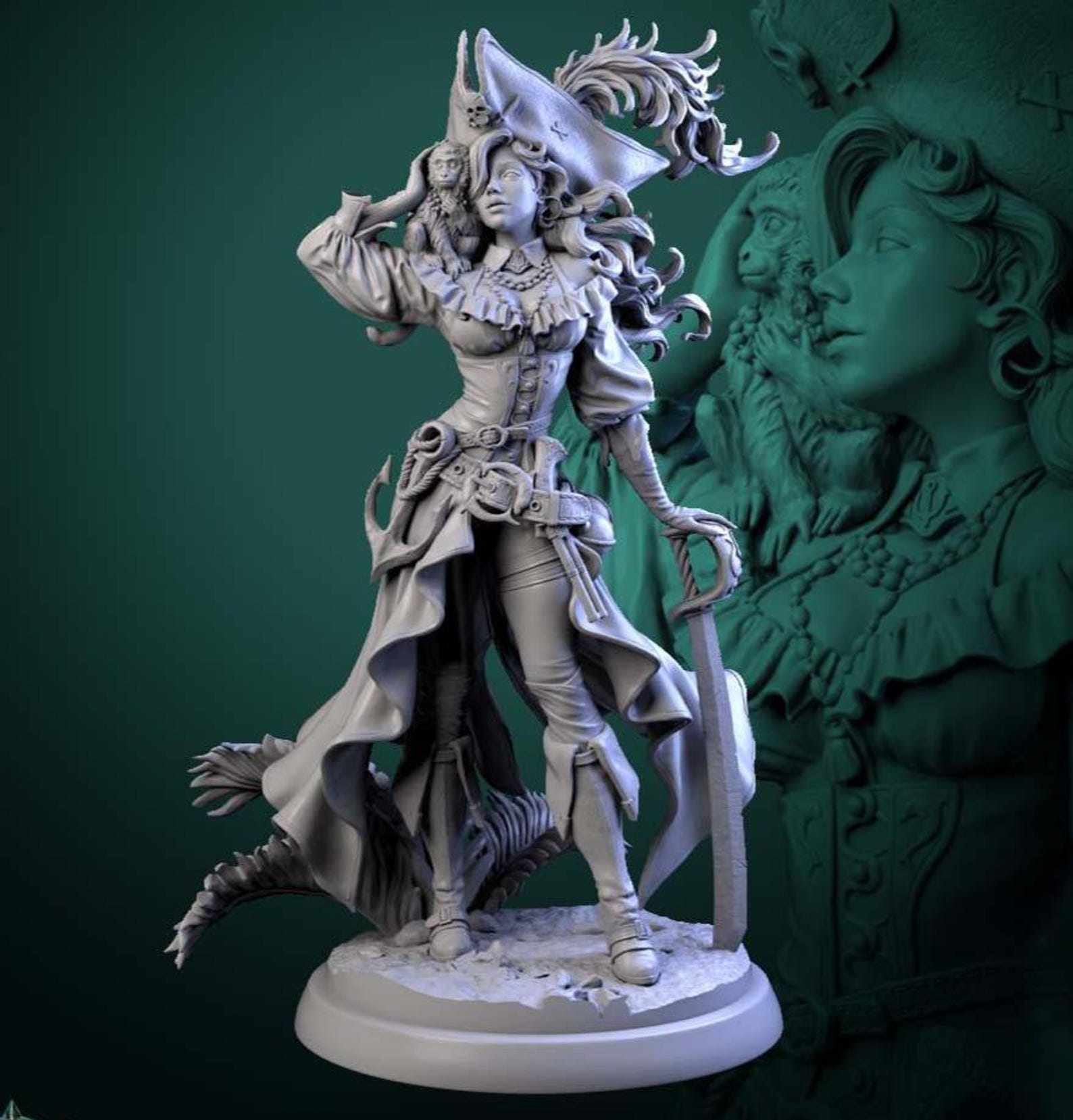 Female Pirate Captain: Swashbuckler Rogue 32mm Dnd Mini - Etsy