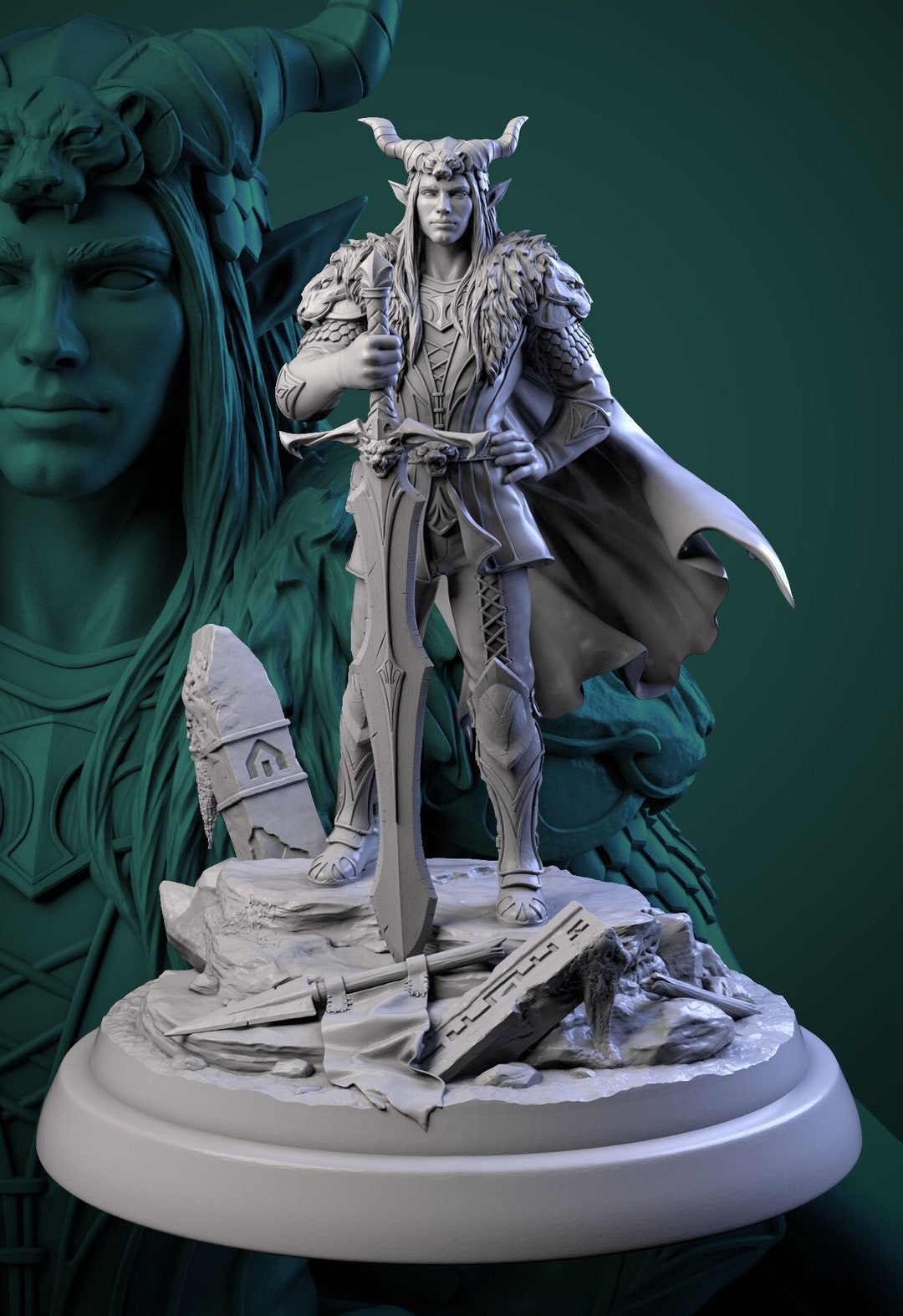 Elven Gladiator // Elf Knight // Woodland Guardian // Dnd Mini - Etsy