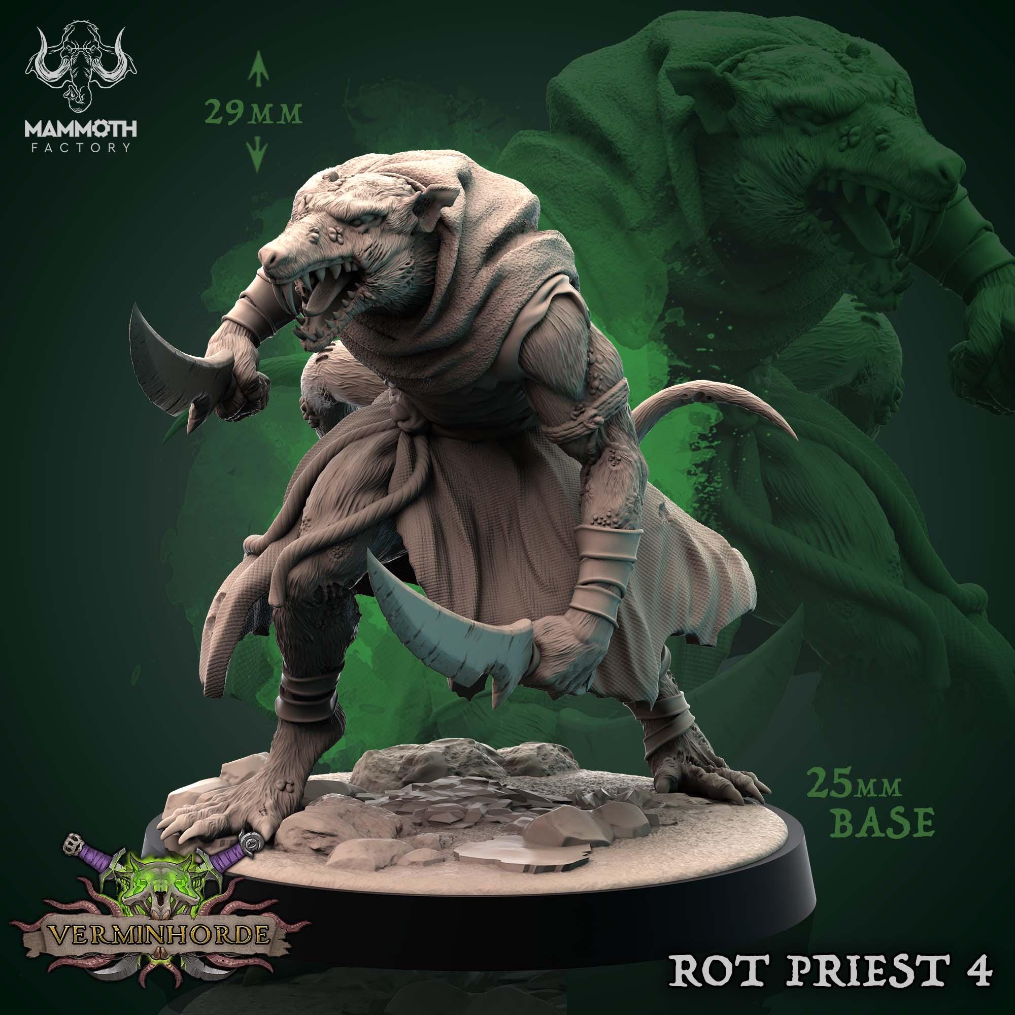 Ratfolk Warband Mini: 32mm D&D Rat Fighter Miniature - Verminhorde Rot ...