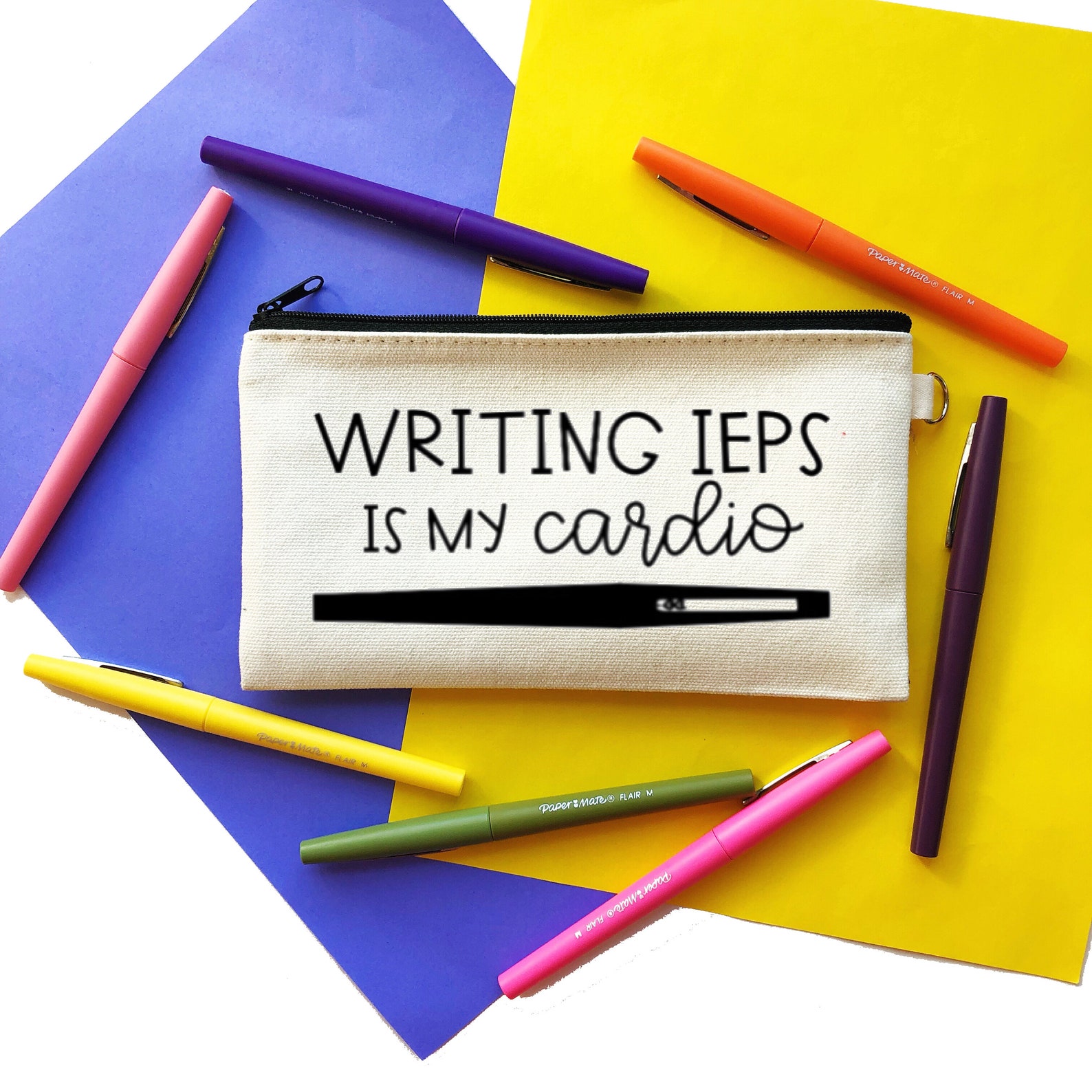 Teacher Pen Pouches // Writing Ieps is My Cardio Pen Pouch - Etsy