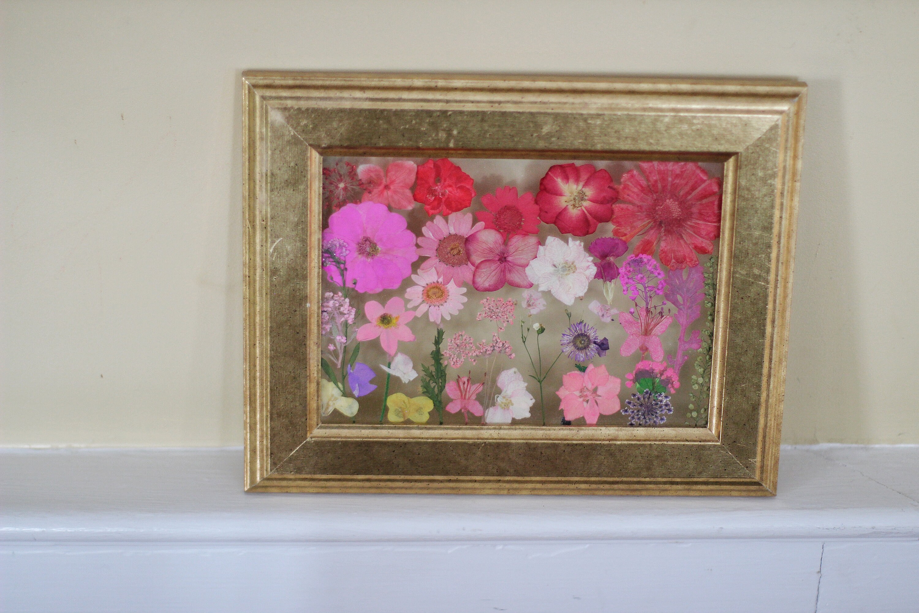 Pressed dried flowers leaves art collage frame preserved dried | Etsy