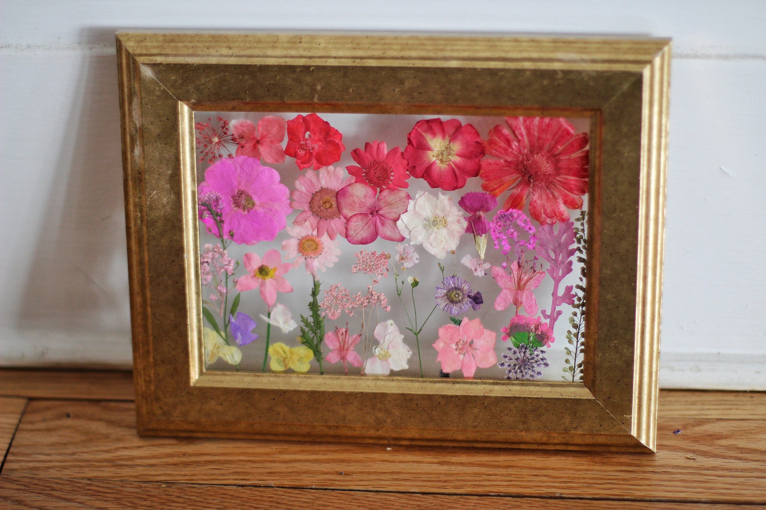 Pressed dried flowers leaves art collage frame preserved dried | Etsy