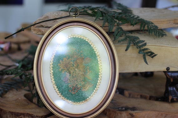 Vintage dried flowers leaves art collage frame pair p… - Gem