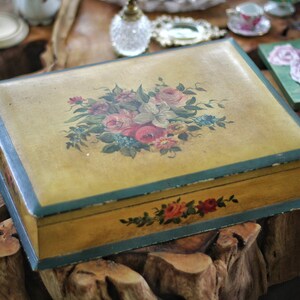 Vintage Wood Hand Painted Floral Italian Florentine Jewelry Box ...