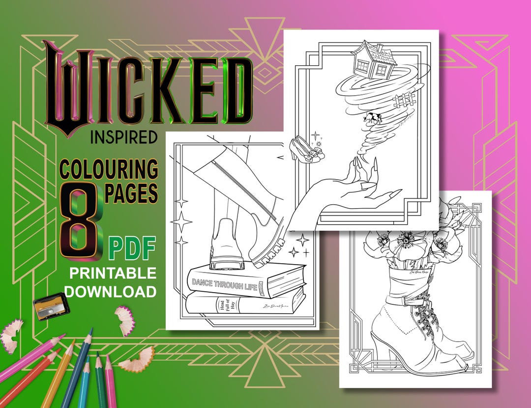 Wicked Inspired 8 Coloring Pages Bundle - Etsy