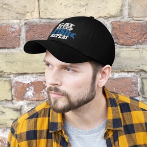 Eat Sleep Fish Repeat Embroidered Cap Baseball Cap Dad Hat - Etsy