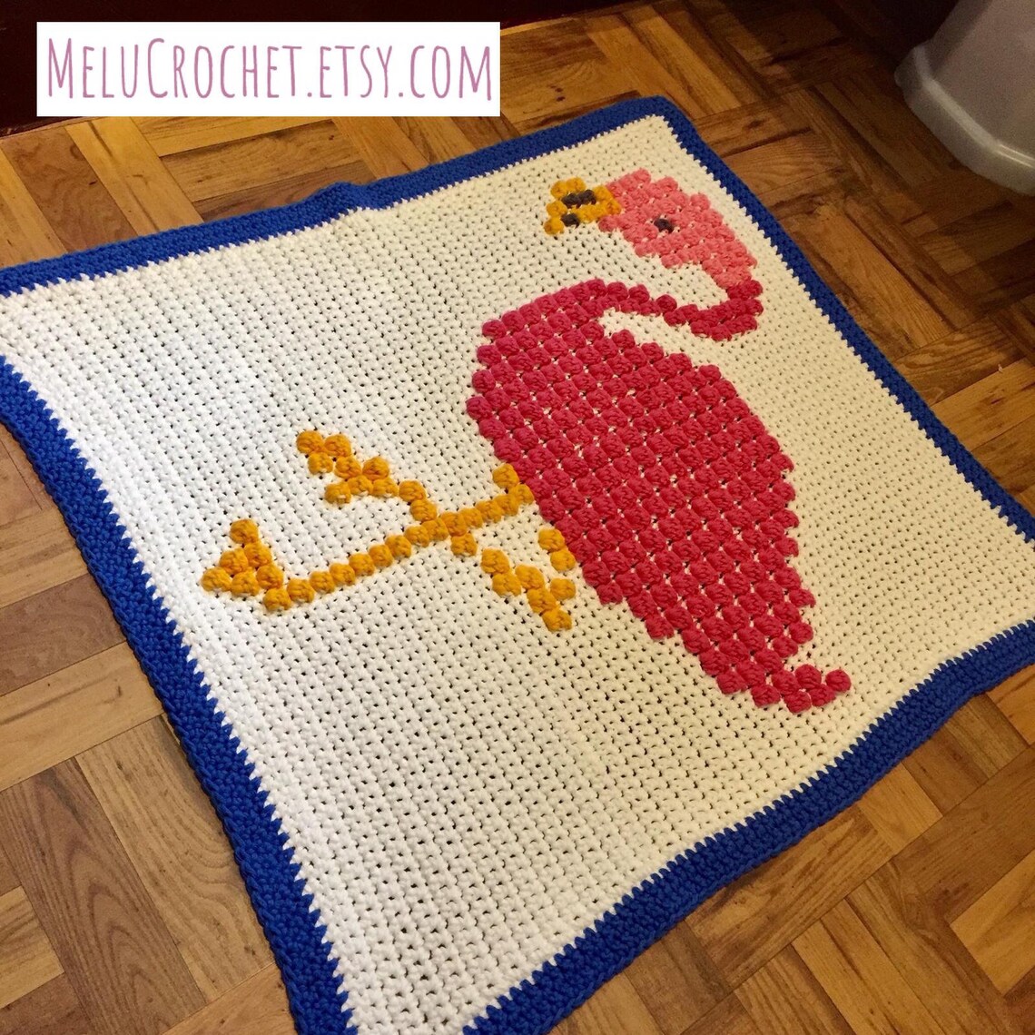 Flamingo Crochet Blanket / Bath Mat Bobble Stitch Pattern by | Etsy