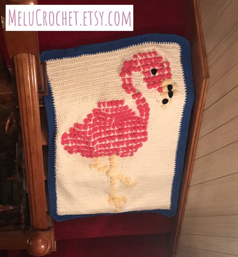 Flamingo Crochet Blanket / Bath Mat Bobble Stitch Pattern by | Etsy