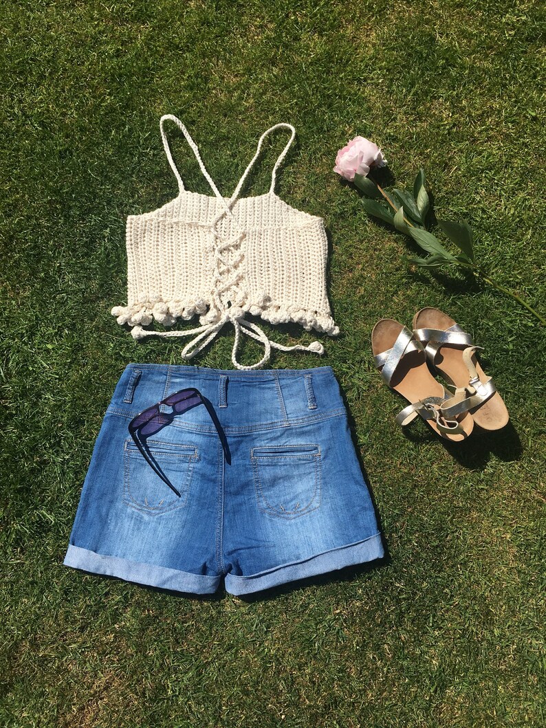 Adult Size Summer Bobble Pom Pom Crop Top Belly Shirt Pattern - Etsy UK