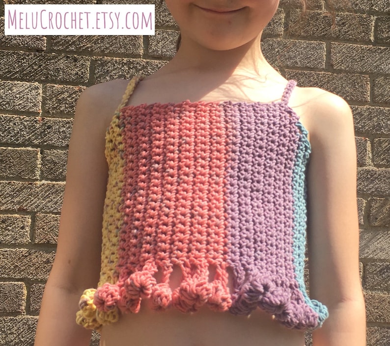 Child Size Summer Bobble Pom Pom Crop Top Belly Shirt Pattern | Etsy