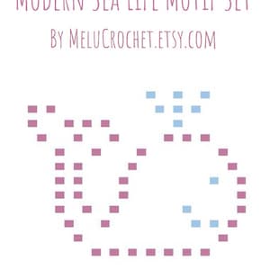 Modern Crochet Bobble Stitch Chart Squares Narwhal, Fish, Turtle ...