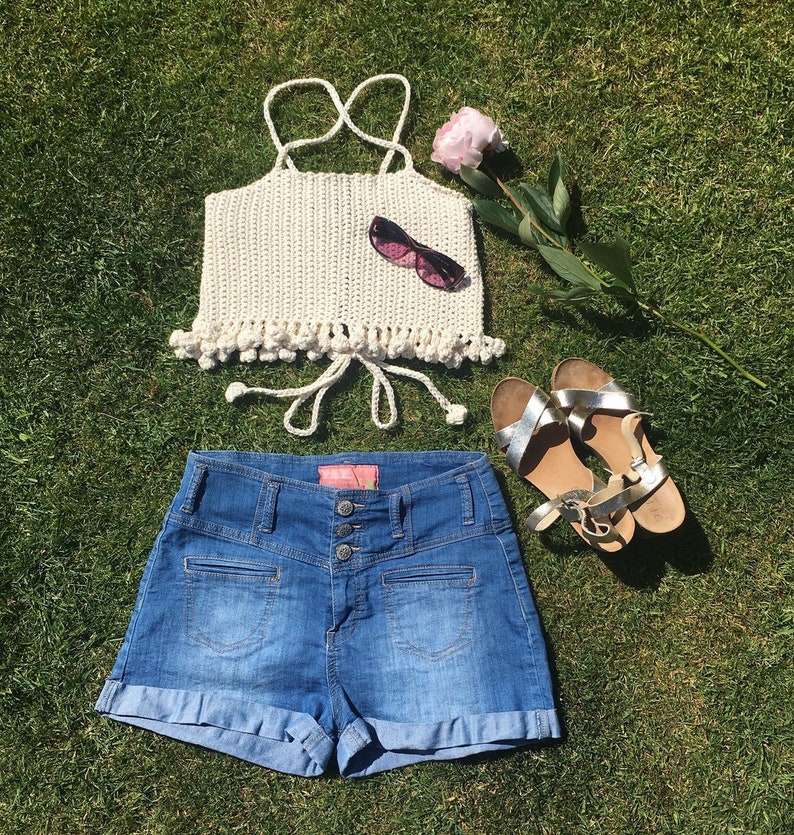 Adult Size Summer Bobble Pom Pom Crop Top Belly Shirt Pattern - Etsy UK