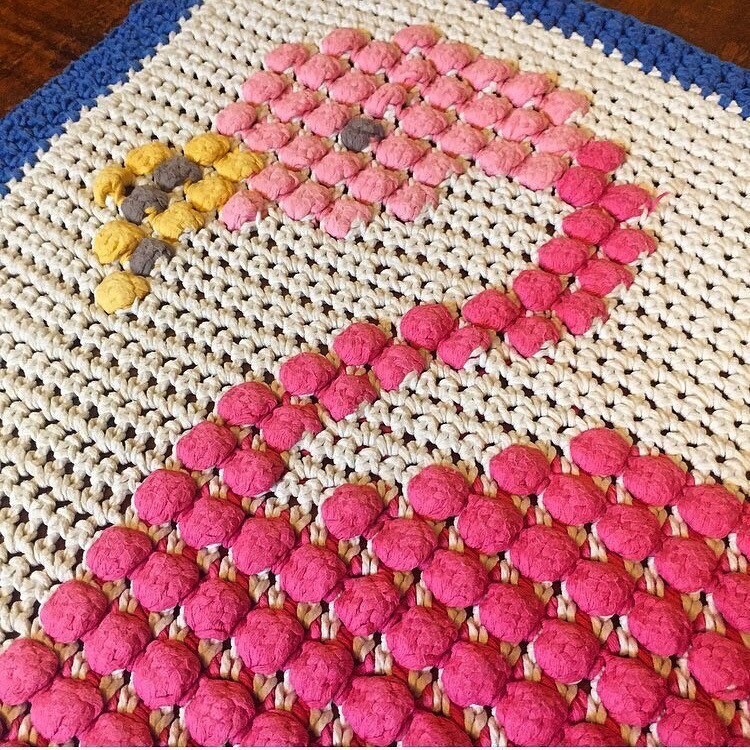 Flamingo Crochet Blanket / Bath Mat Bobble Stitch Pattern by | Etsy