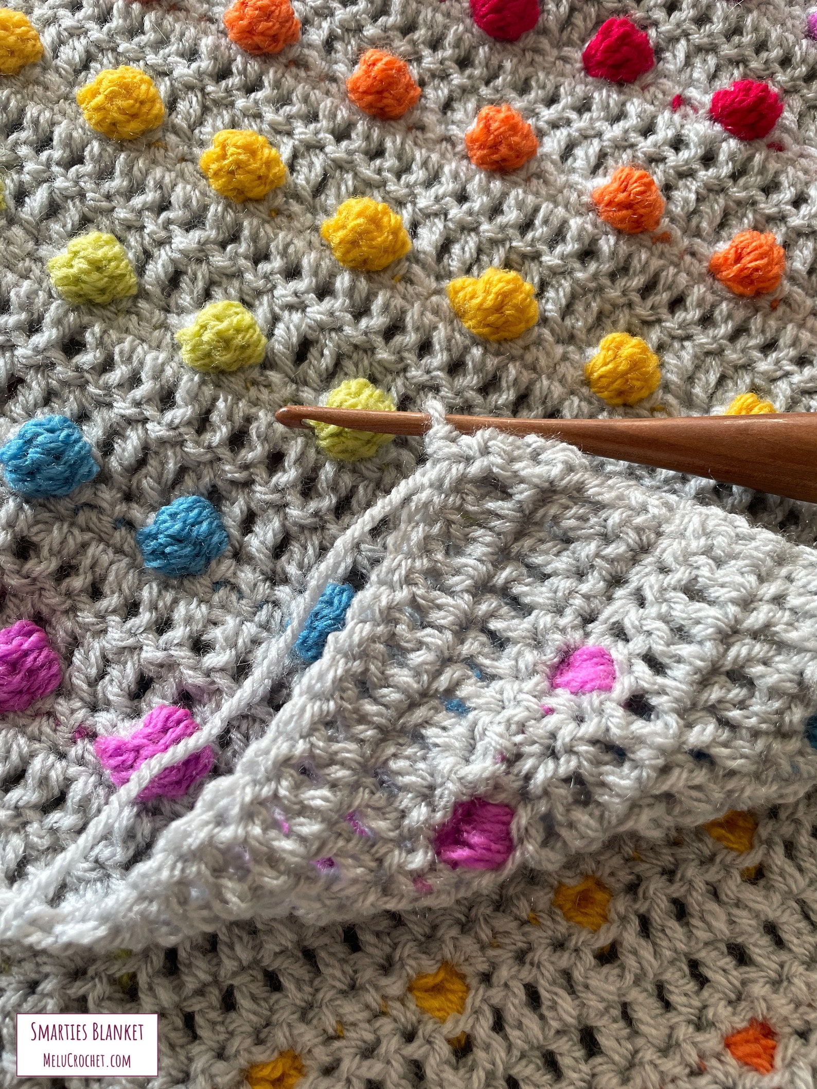Smarties Bobble Blanket Pattern by Melu Crochet Rainbow Baby | Etsy UK