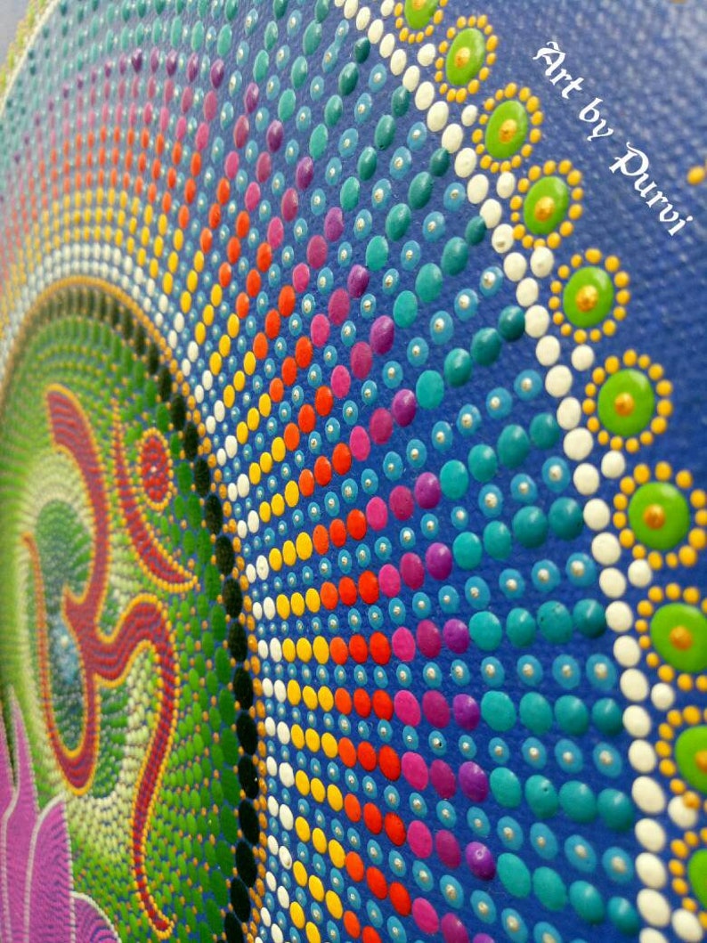 Om mandala painting pointillism dotmandala canvas meditation | Etsy