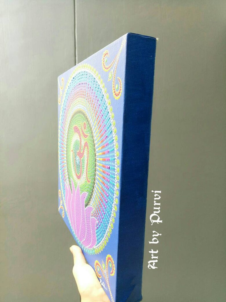 Om mandala painting pointillism dotmandala canvas meditation | Etsy