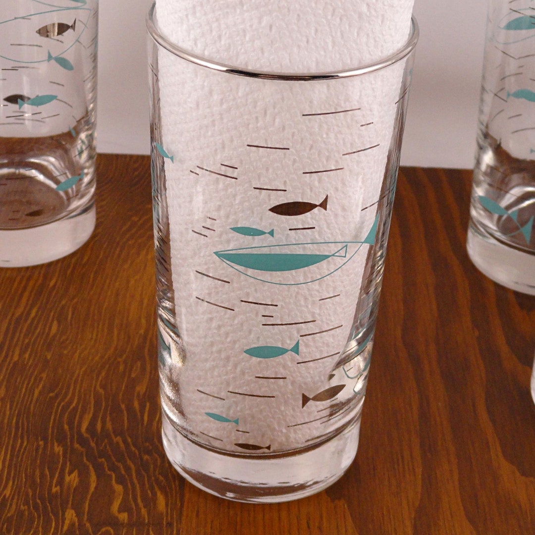 Vintage Mid-century Libbey ATOMIC FISH Drinking Glass (qty Avail ...