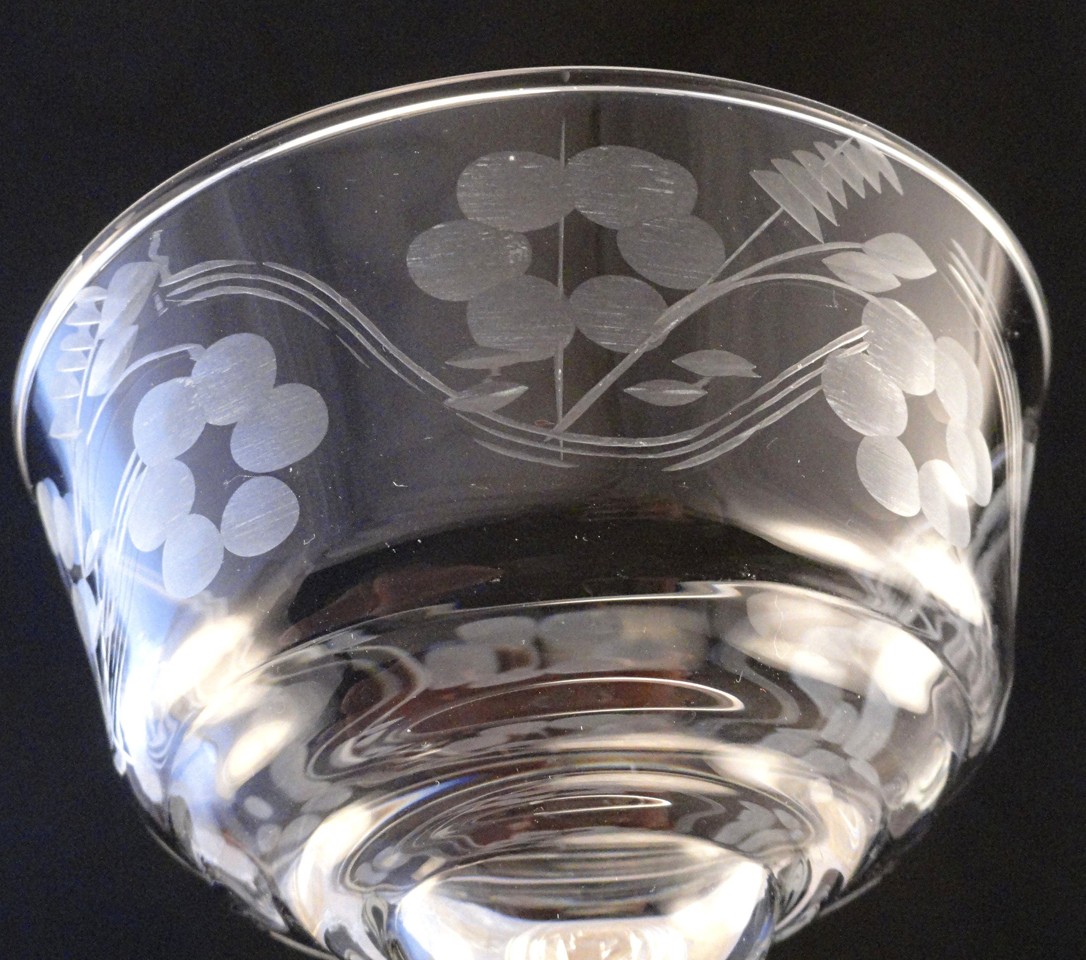 Set 6 Libbey Rock Sharpe 3005-7 Tall Champagne Sherbet Goblets Dessert ...