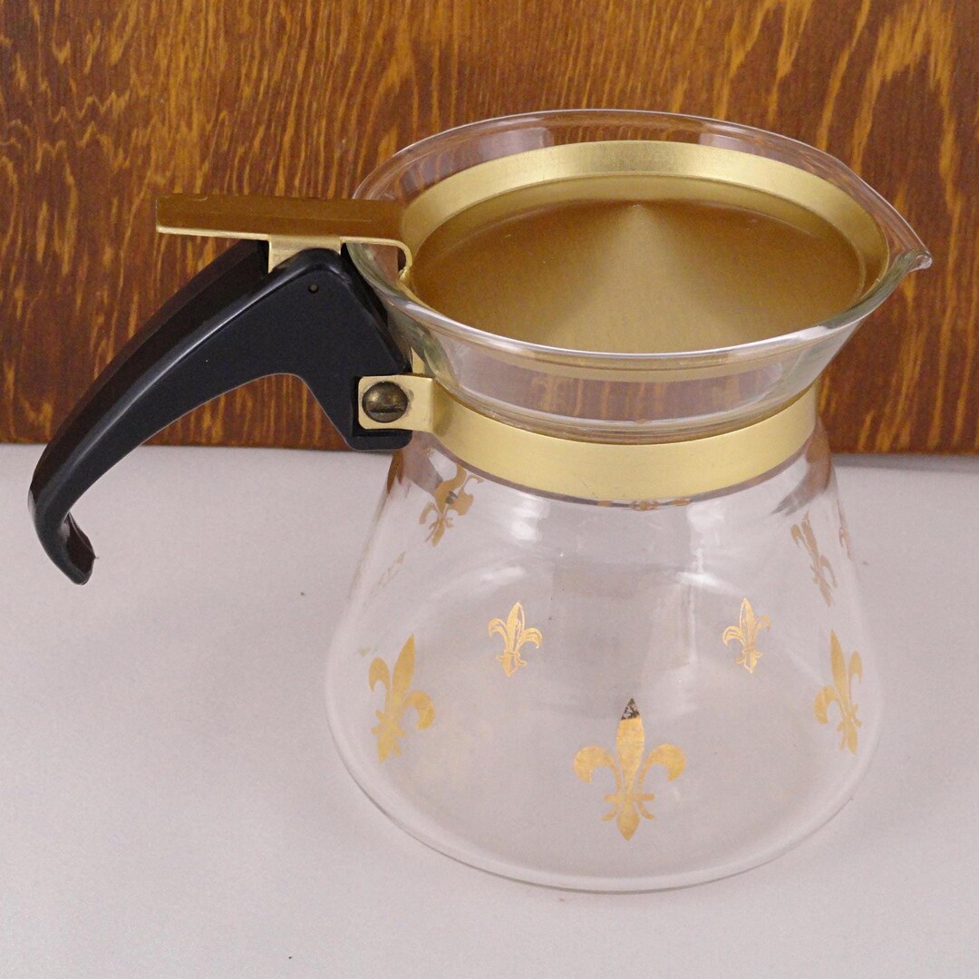 PYREX Glass 1 Cup Individual Teapot Vintage 1930's Fleur De Lis ...
