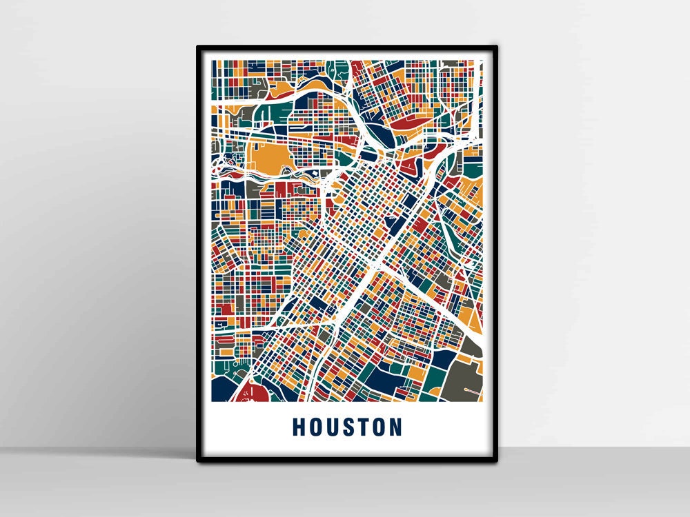 HOUSTON City Map HOUSTON Map Print HOUSTON Map Download | Etsy