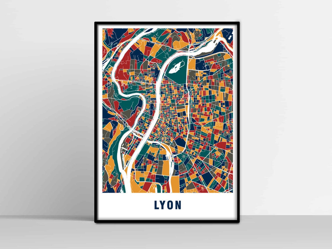 LYON City Map LYON Map Print LYON Map Download Lyon Street | Etsy UK