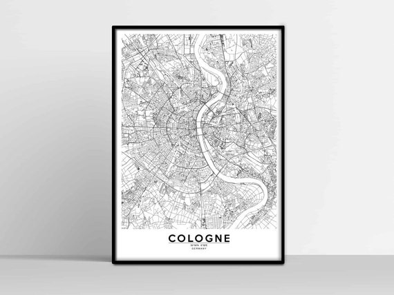 Prints Cologne Street Map COLOGNE Map Print COLOGNE City Map Cologne ...