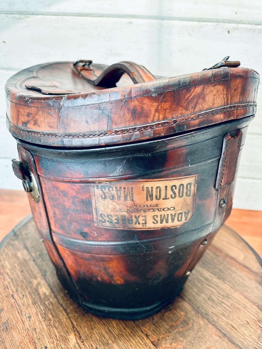 Vintage Leather Top Hat Box: Victorian Gentlemen's Travel Case With ...