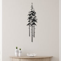 Metal Pine Tree Silhouette Wall Art, Forest Landscape Wall Decor ...