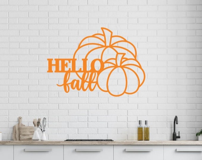 Hello Fall Metal Wall Art Seasonal Autumn Steel Decor - Etsy