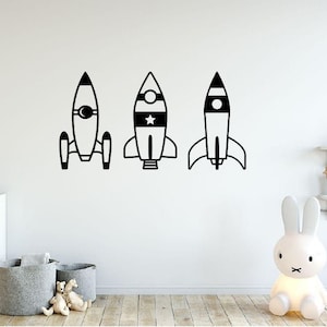 Rocket Ship Metal Sign / 3 Rockets Metal Wall Decor / Kids Rocket Ship ...