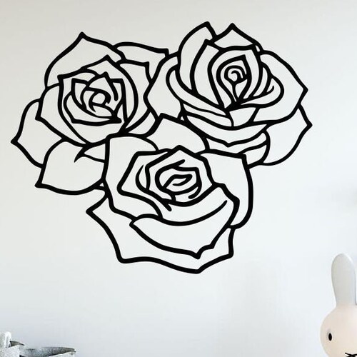 Three Roses Metal Sign / Rose Metal Wall Decor / Flower Wall | Etsy