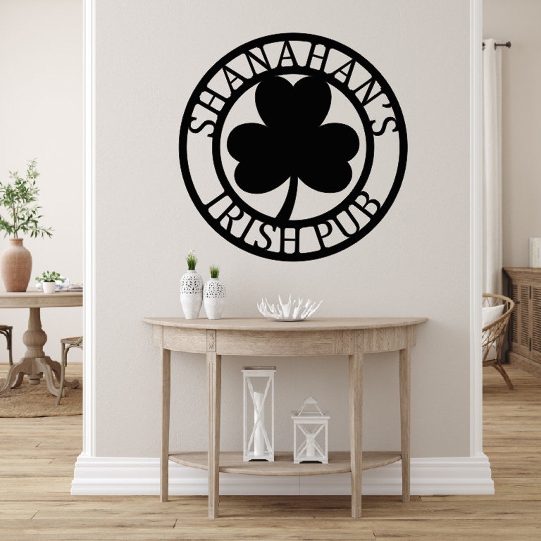 Personalized Irish Pub Wine Bar Sign | Custom Clover Bar Steel Wall Art ...