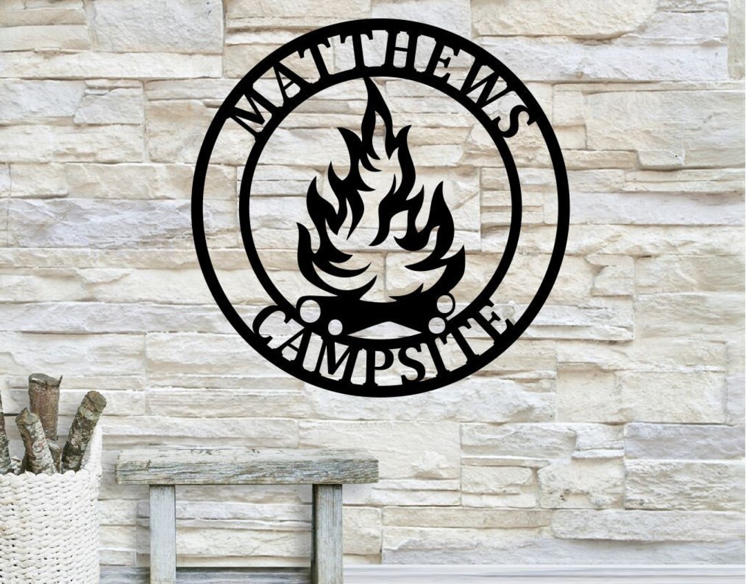 Personalized Campfire Family Name Sign / Metal Wall Decor / Monogram ...