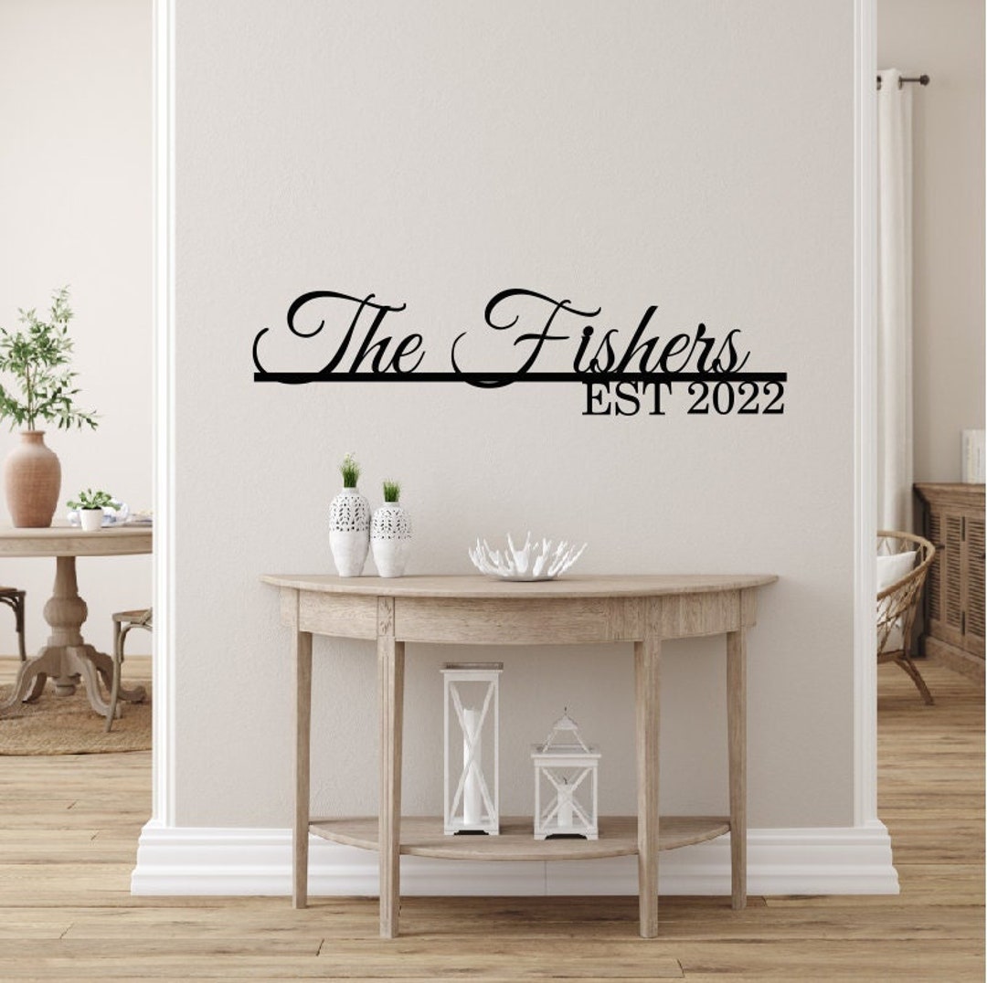 Personalized Family Name Line Sign / Metal Wall Decor / Monogram Name ...