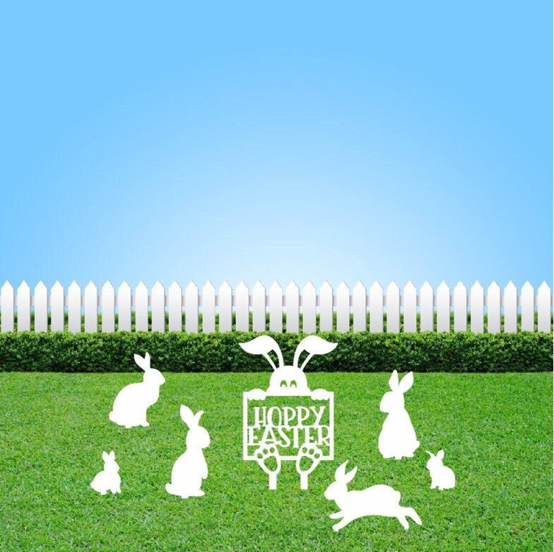 Easter Bunny Metal Stake Sign / Outdoor Easter Decoration / Easter ...