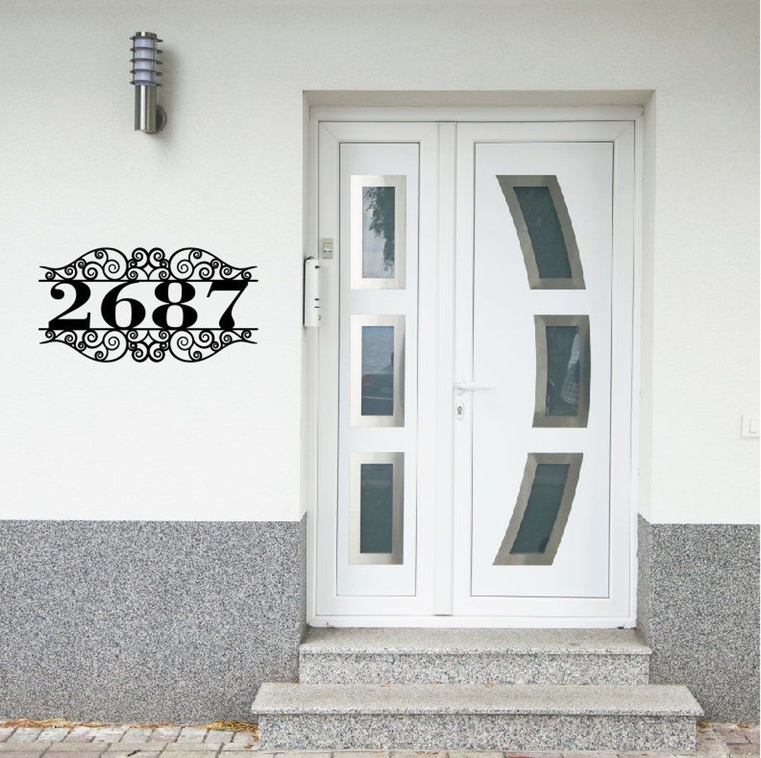 Fancy Metal House Number Sign | Modern Address | Art Decor Address Sign ...