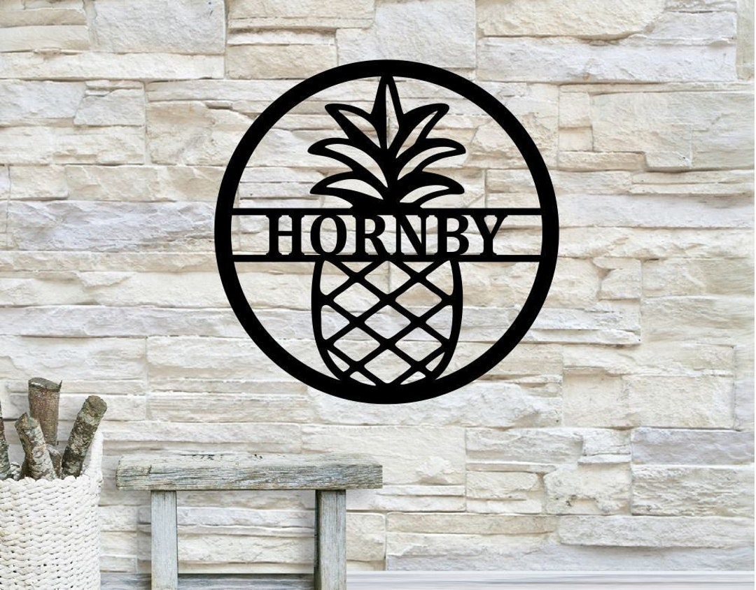 Personalized Family Name Pineapple Sign / Metal Wall Decor / Monogram ...