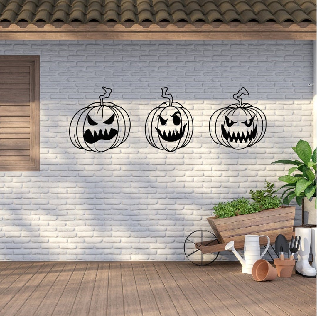 Three Piece Metal Wall Art Pumpkins / Halloween Metal Wall Art / Carved ...