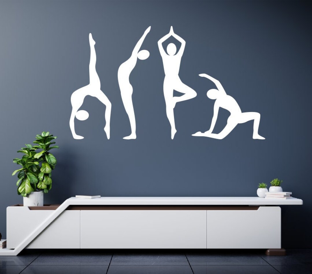 Four Piece Yoga Metal Sign / Yoga Room Metal Wall Decor / Yoga Signs ...