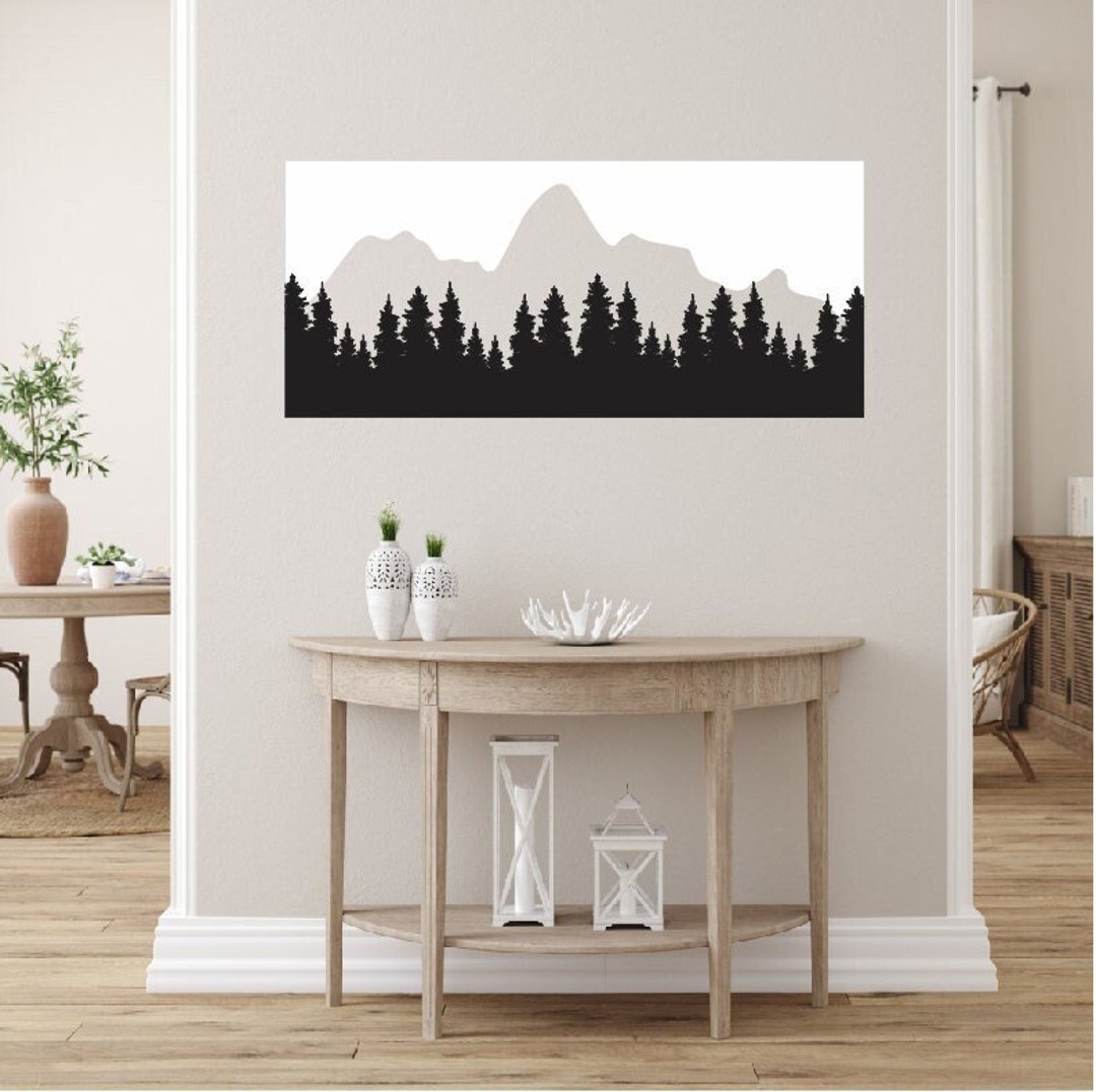 Mountain and Forest Silhouette Metal Wall Art / Mountain Metal Sign ...