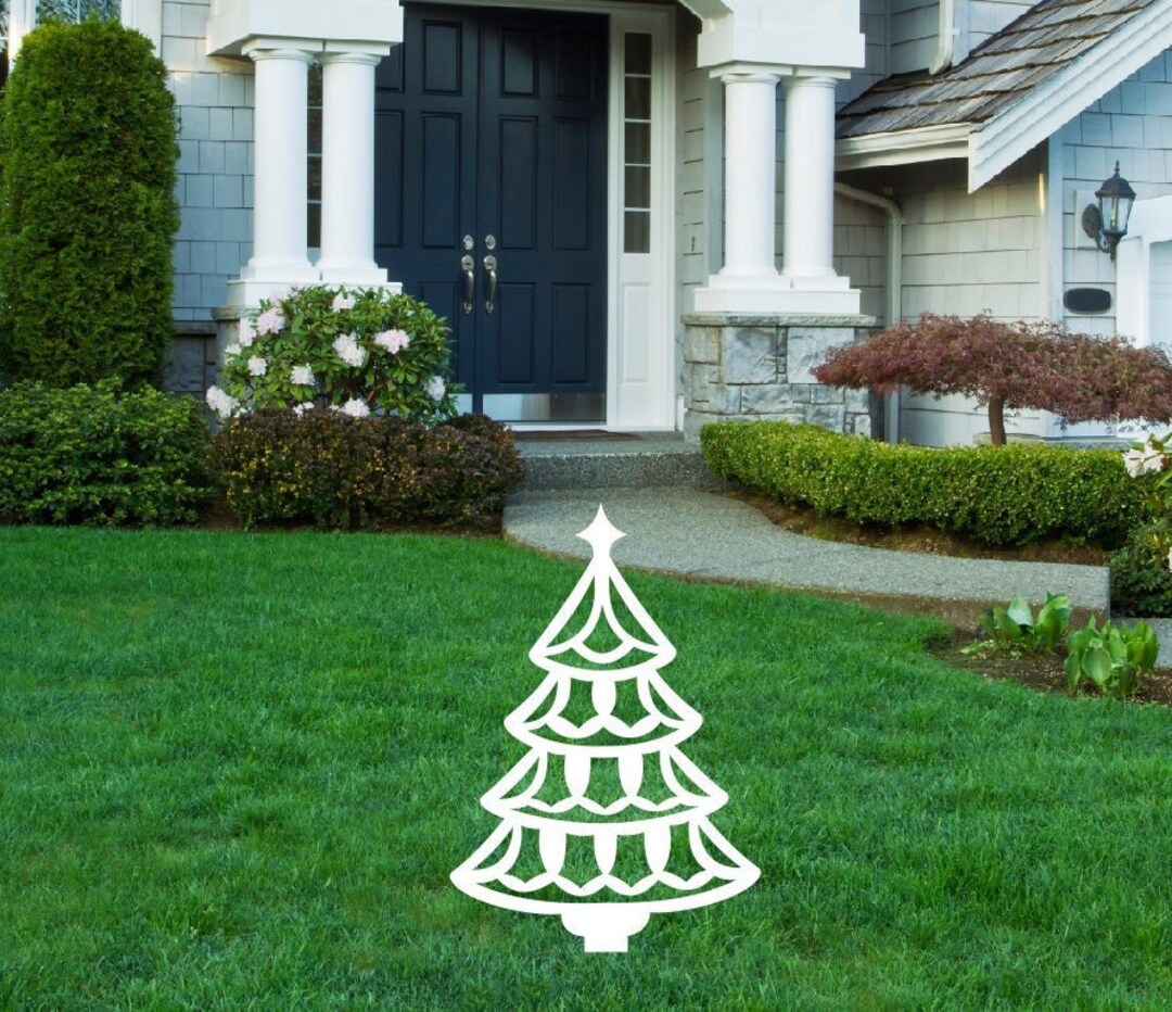 Christmas Tree Metal Stake Sign / Outdoor Christmas Decoration ...