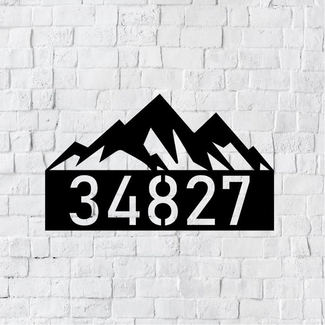 Metal Mountain House Number Sign | Mountain Address Sign | Modern ...