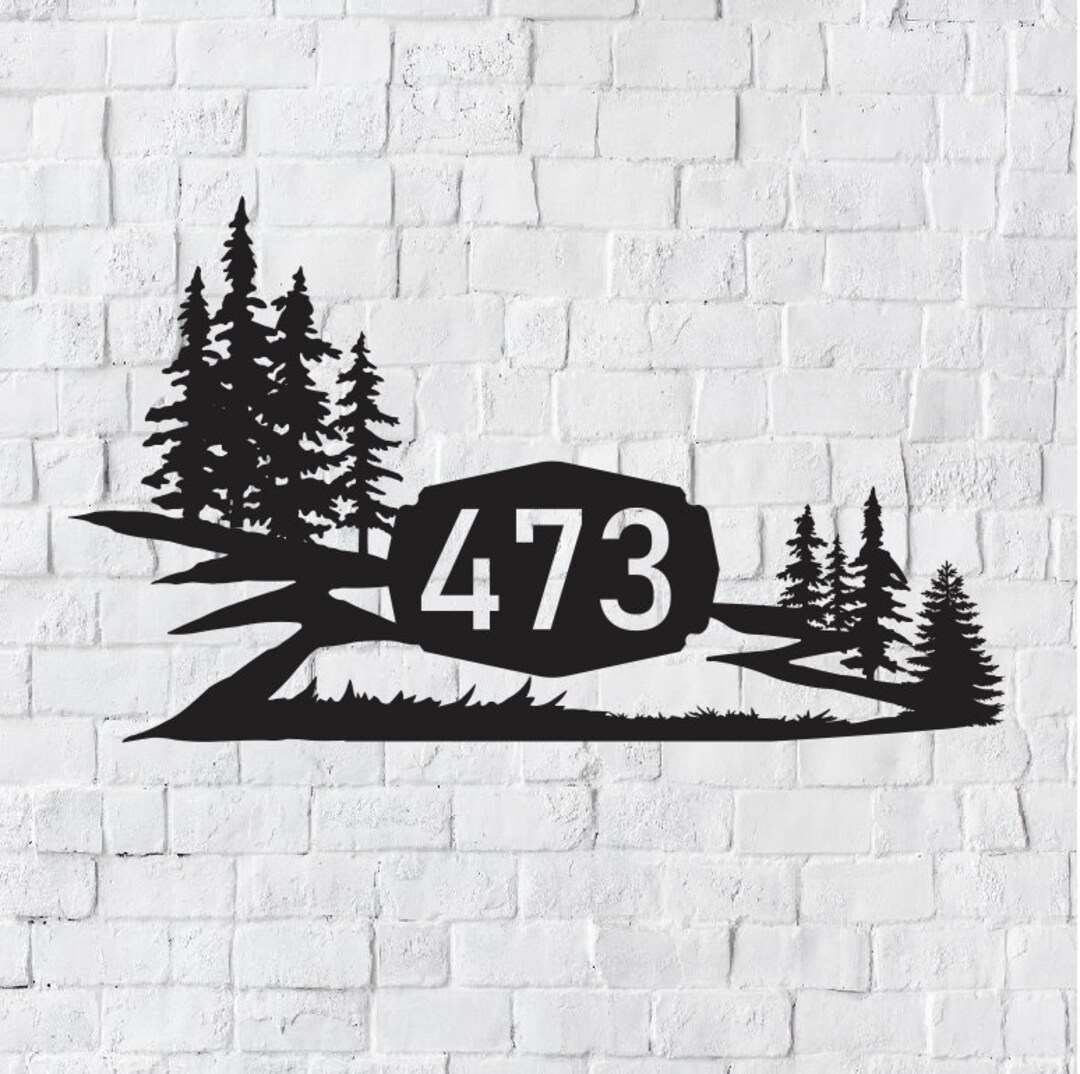 Metal Mountain House Number Sign | Mountain Address Sign | Modern ...