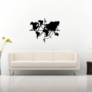 Metal World Map Compass / Map of Life Metal Sign / Metal World Wall Art ...