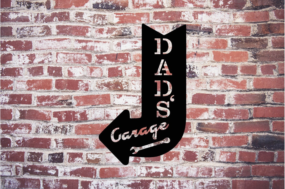 Dads Garage Sign / Metal Arrow Wall Art / Dad's Garage Arrow Art ...